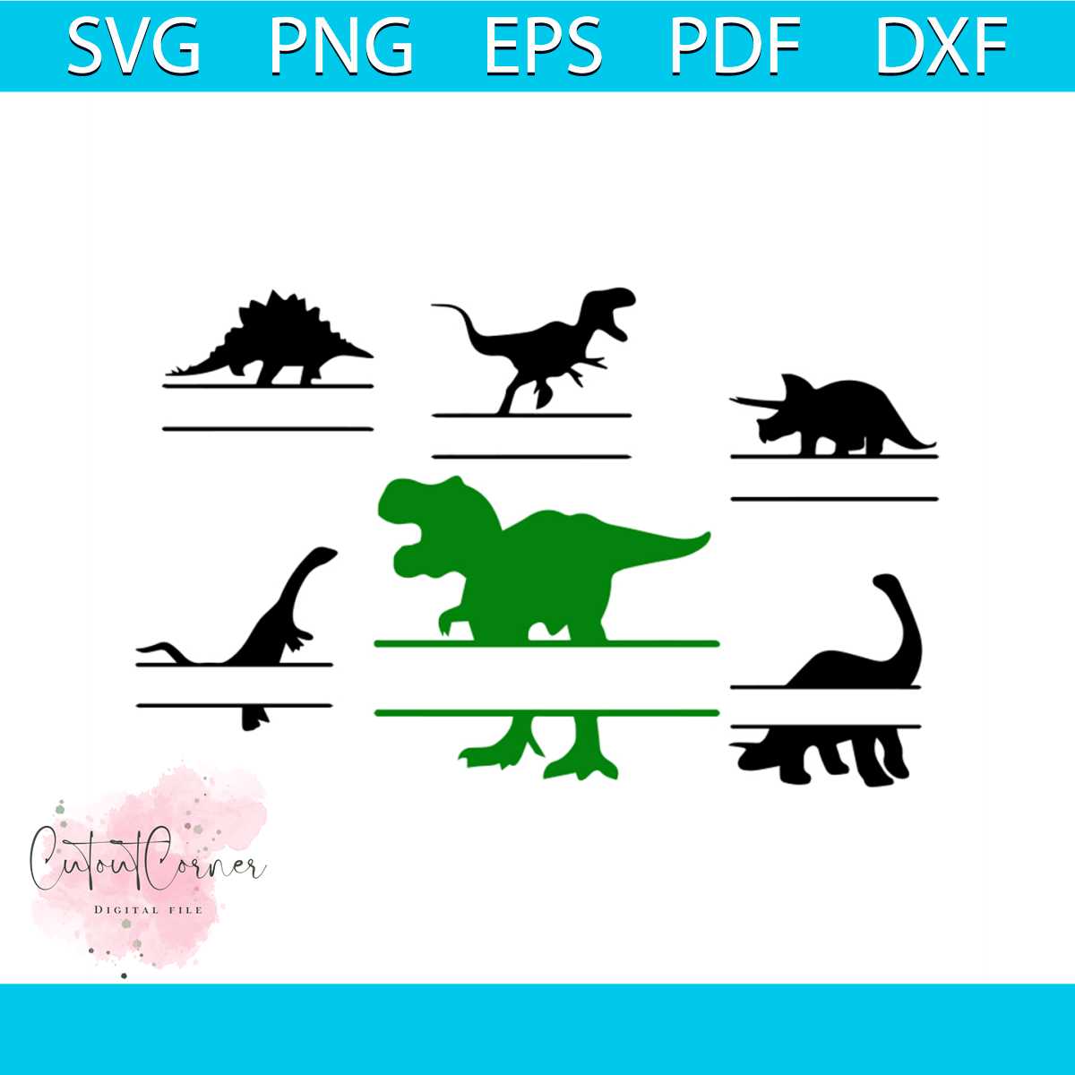 Dinosaur Split Monogram svg bundle, PNG Dxf Eps Cricut Cut F | Inspire ...
