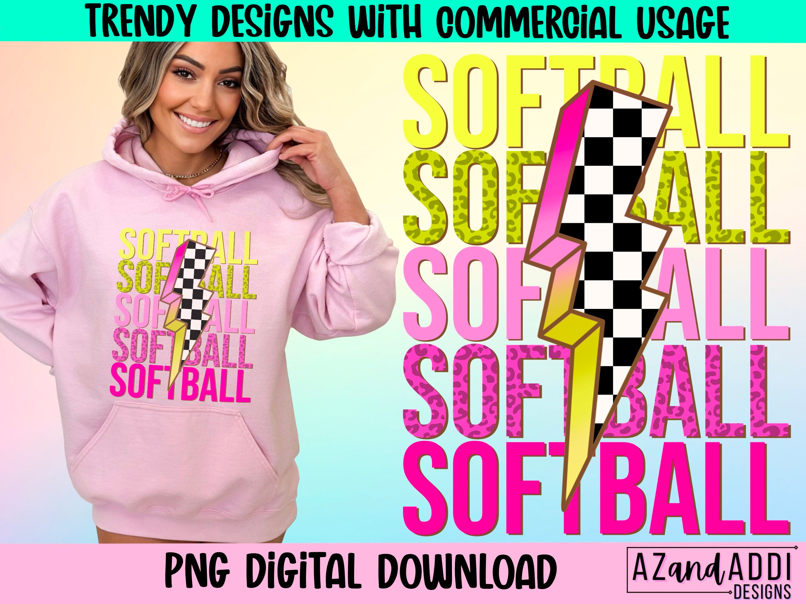 Retro softball png, checkered lightning bolt Png, softball v | Inspire ...