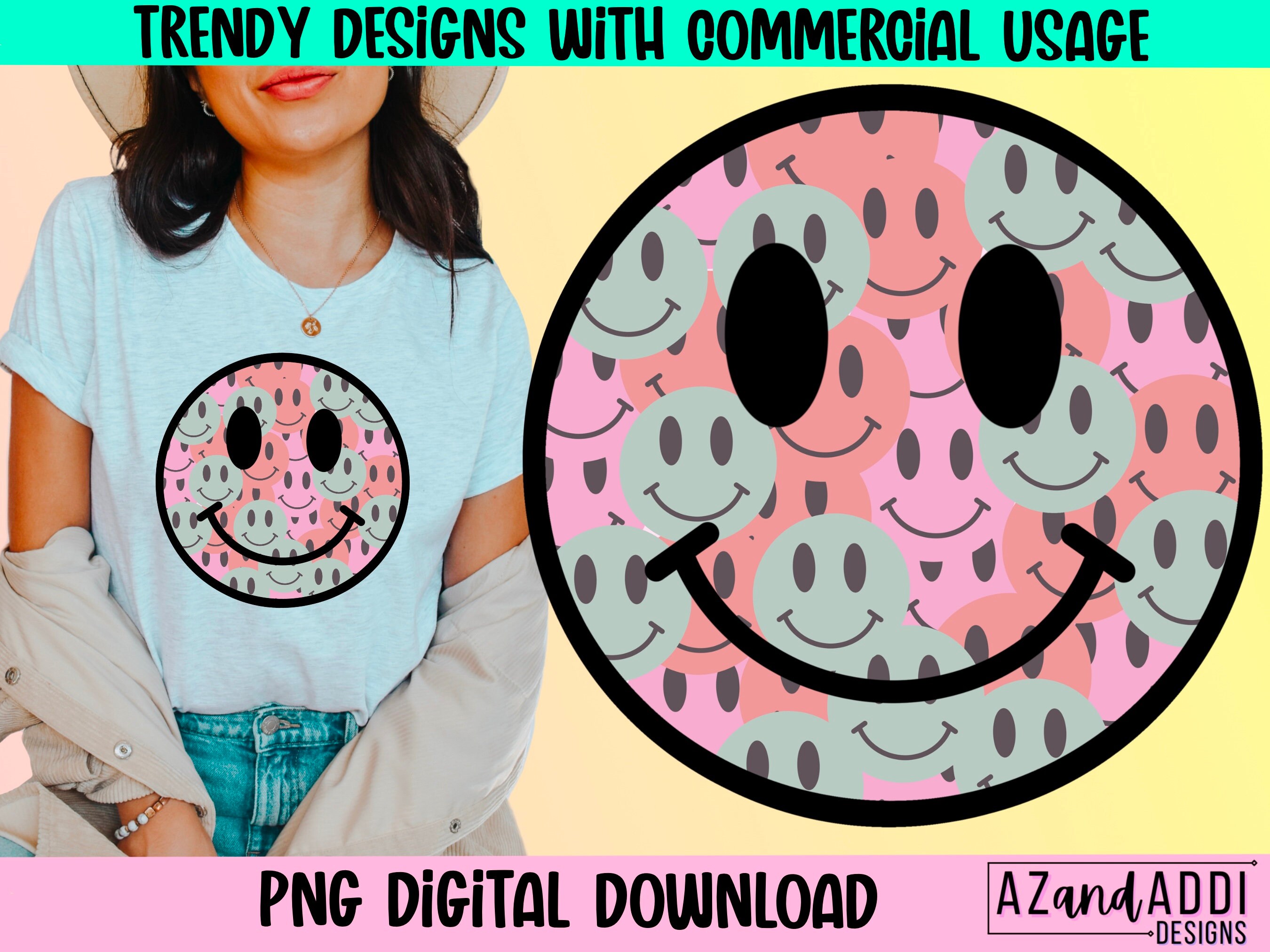 Smiley face png, retro smiley face, retro sublimation design - Inspire ...