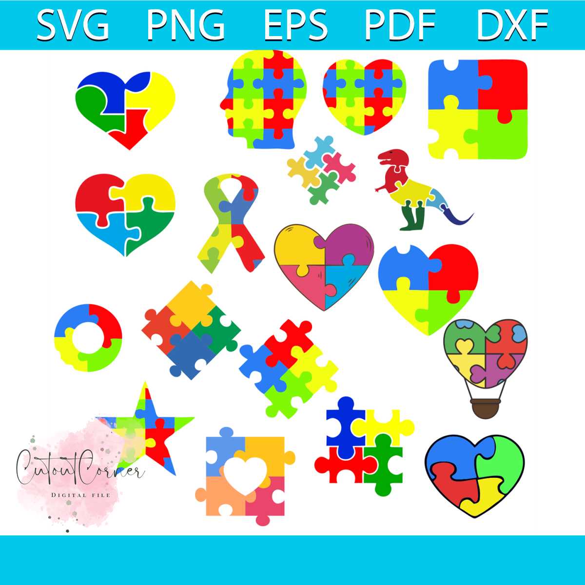 Autism Puzzle Bundle Svg, Autism Svg, Heart Puzzle Svg, Circ | Inspire ...