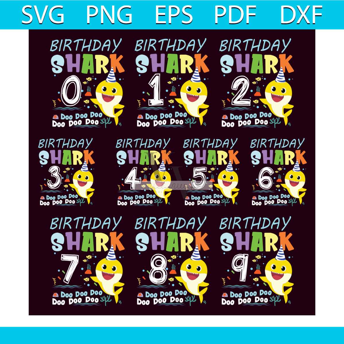 Birthday Shark Svg, Birthday Svg, Doo Doo Doo Doo Svg, Baby | Inspire ...