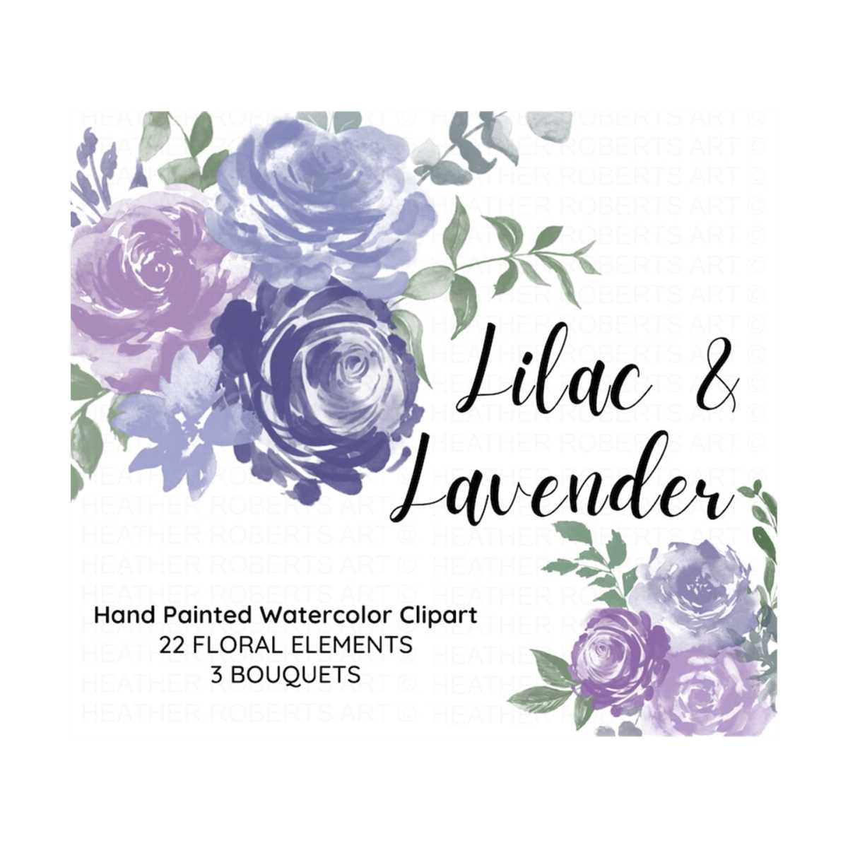 Lilac Lavender Watercolor Flowers Clipart,Light Purple Flora | Inspire ...