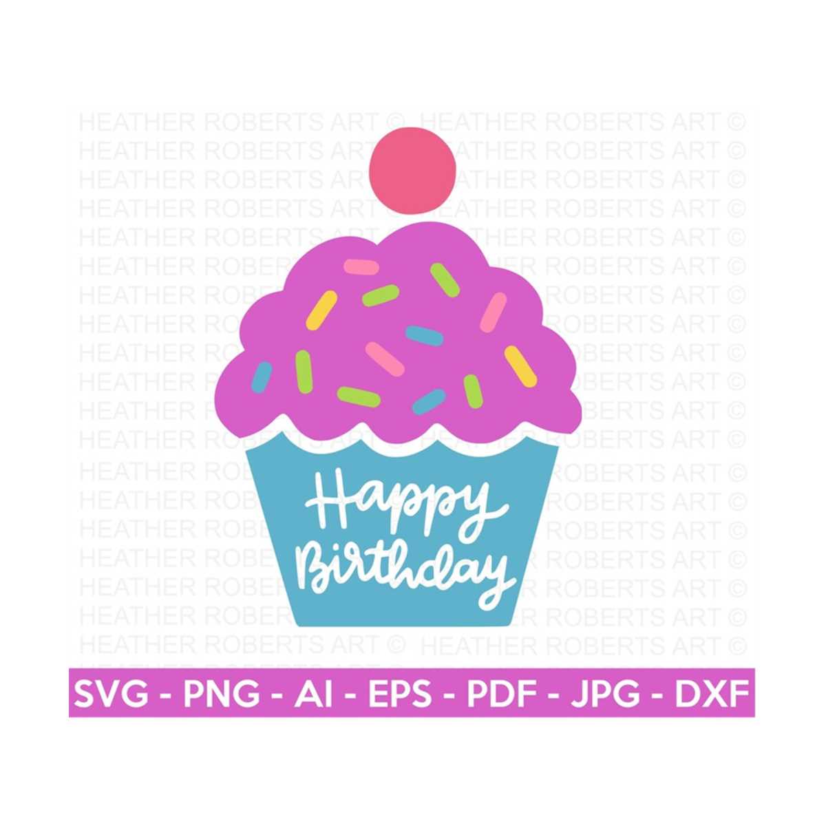 Happy Birthday Cupcake SVG, Birthday SVG, Birthday Greeting | Inspire ...