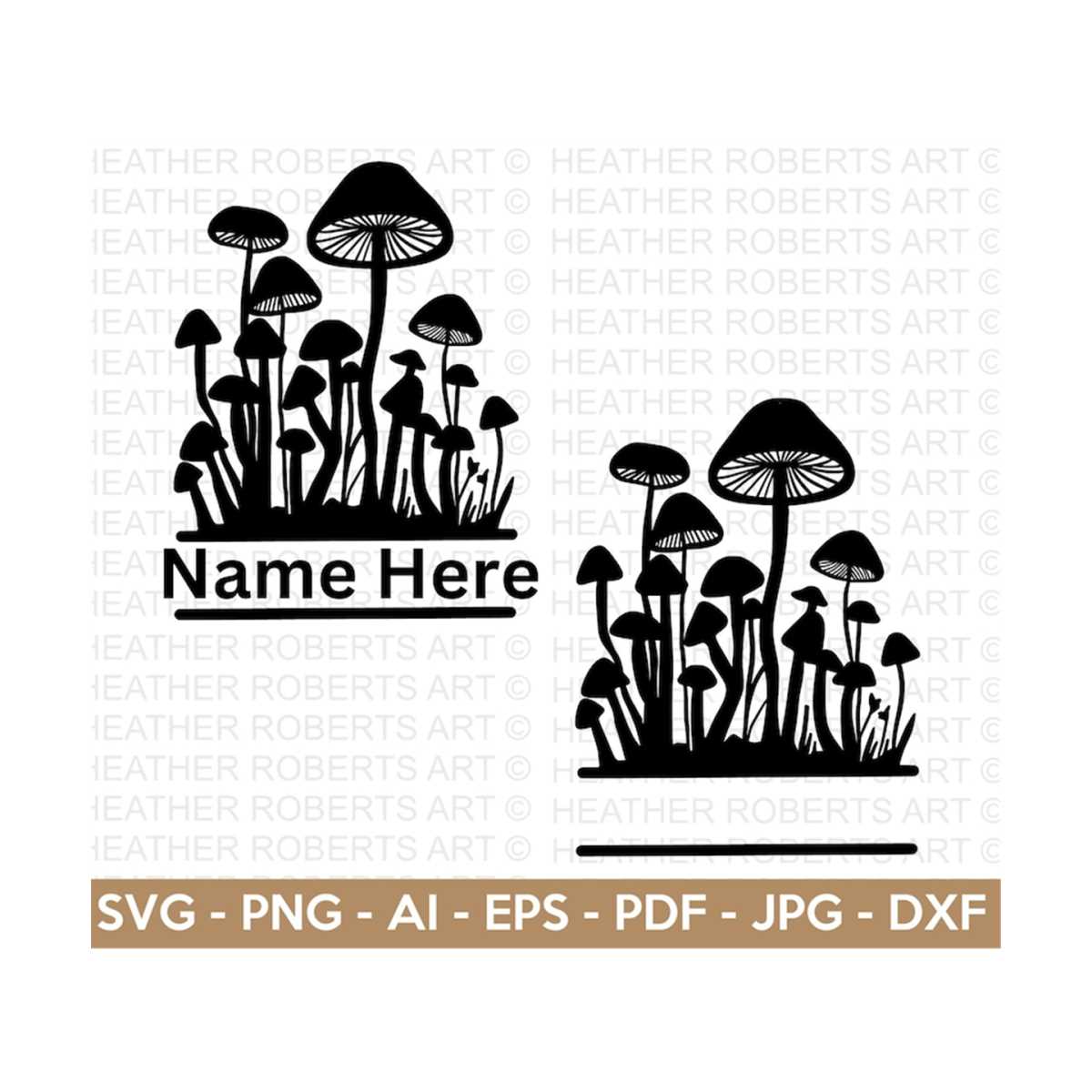 Mushroom Split Monogram Svg, Fungus Svg, Mushroom Clipart SV | Inspire ...