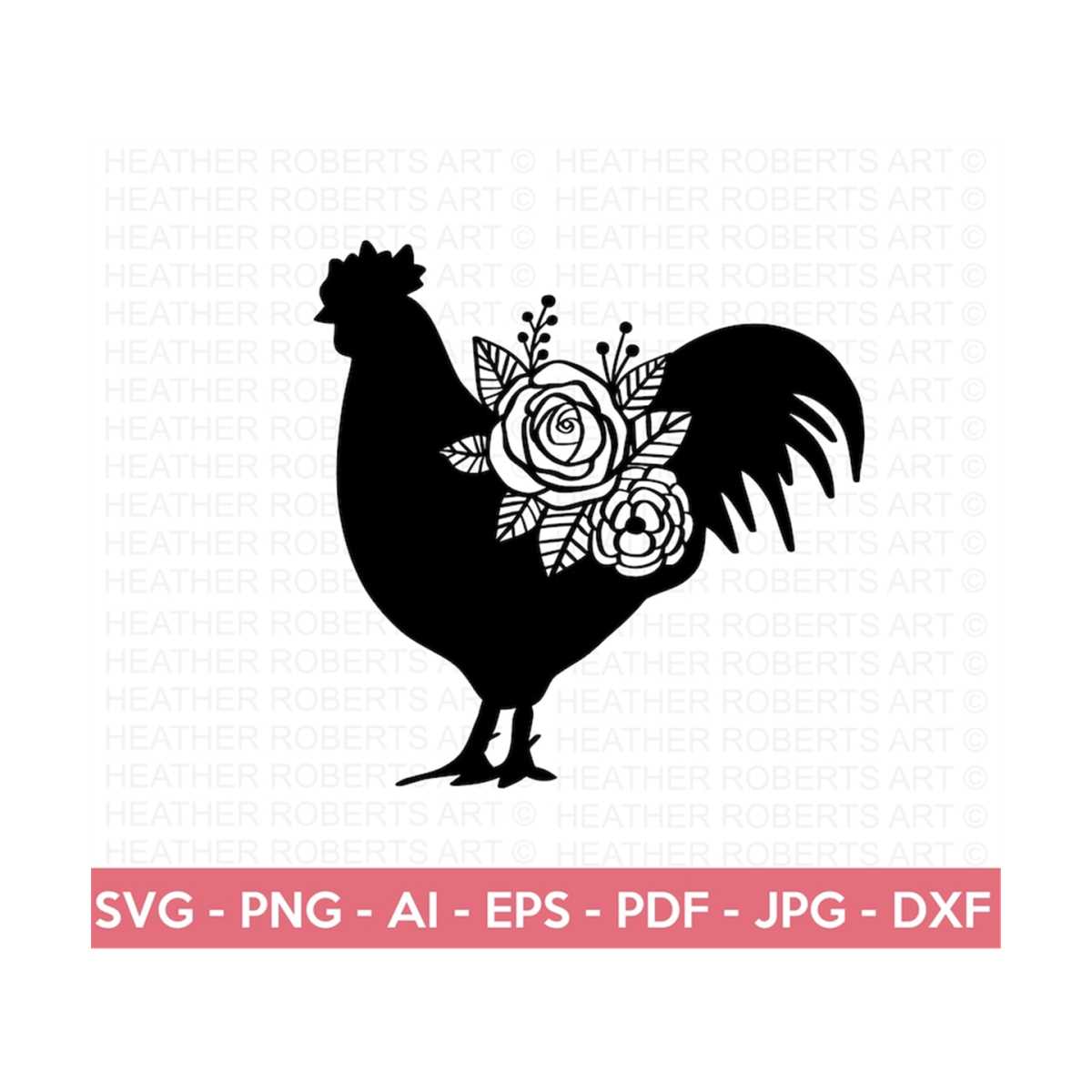 Floral Rooster SVG, Floral Farm Animals SVG, Rooster svg, Fa | Inspire ...