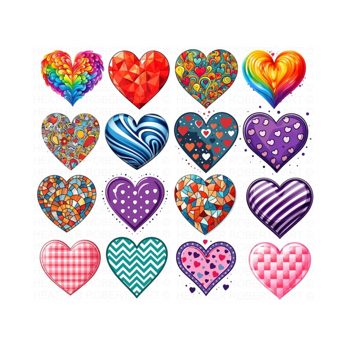 Heart Clipart Set, Valentine's Day Clip Art Set, Hearts PNG, - Inspire ...