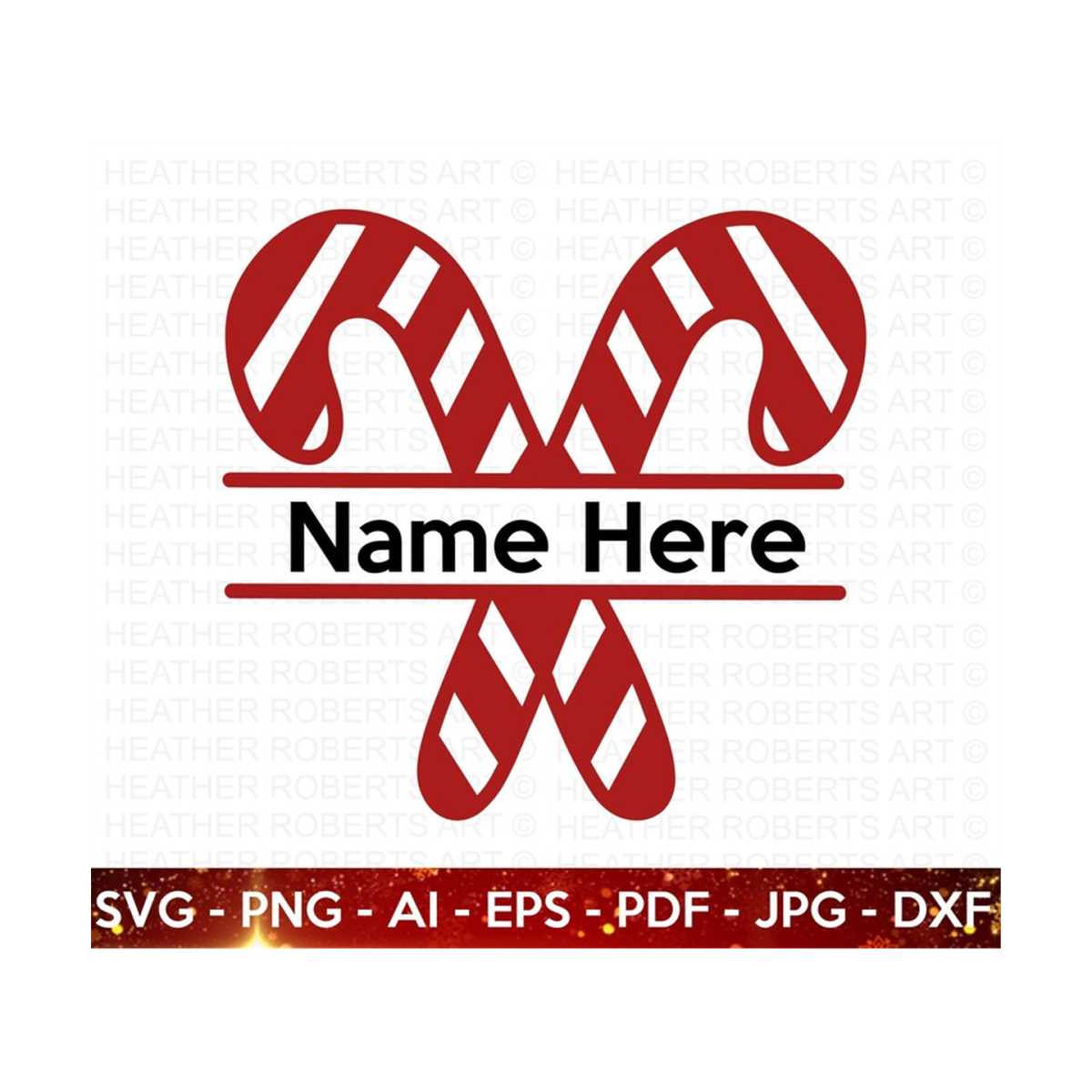 Candy Cane Monogram SVG, Candy Cane Name Frame SVG, Christma | Inspire ...