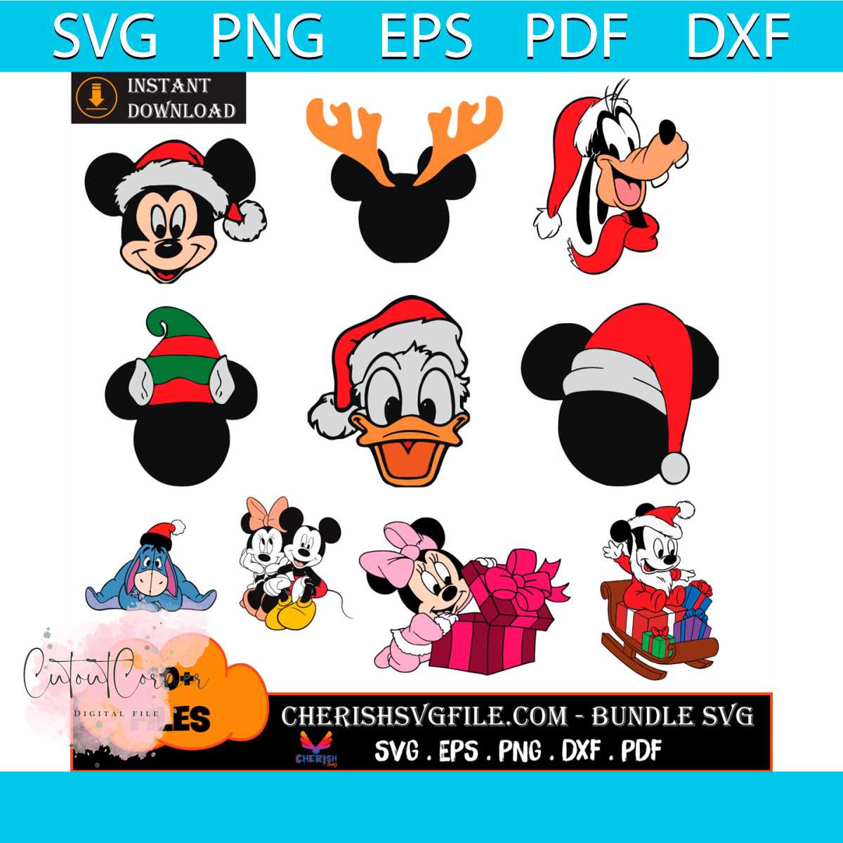10 Files Christmas Disney Svg, Christmas Disney Bundle Svg | Inspire Uplift
