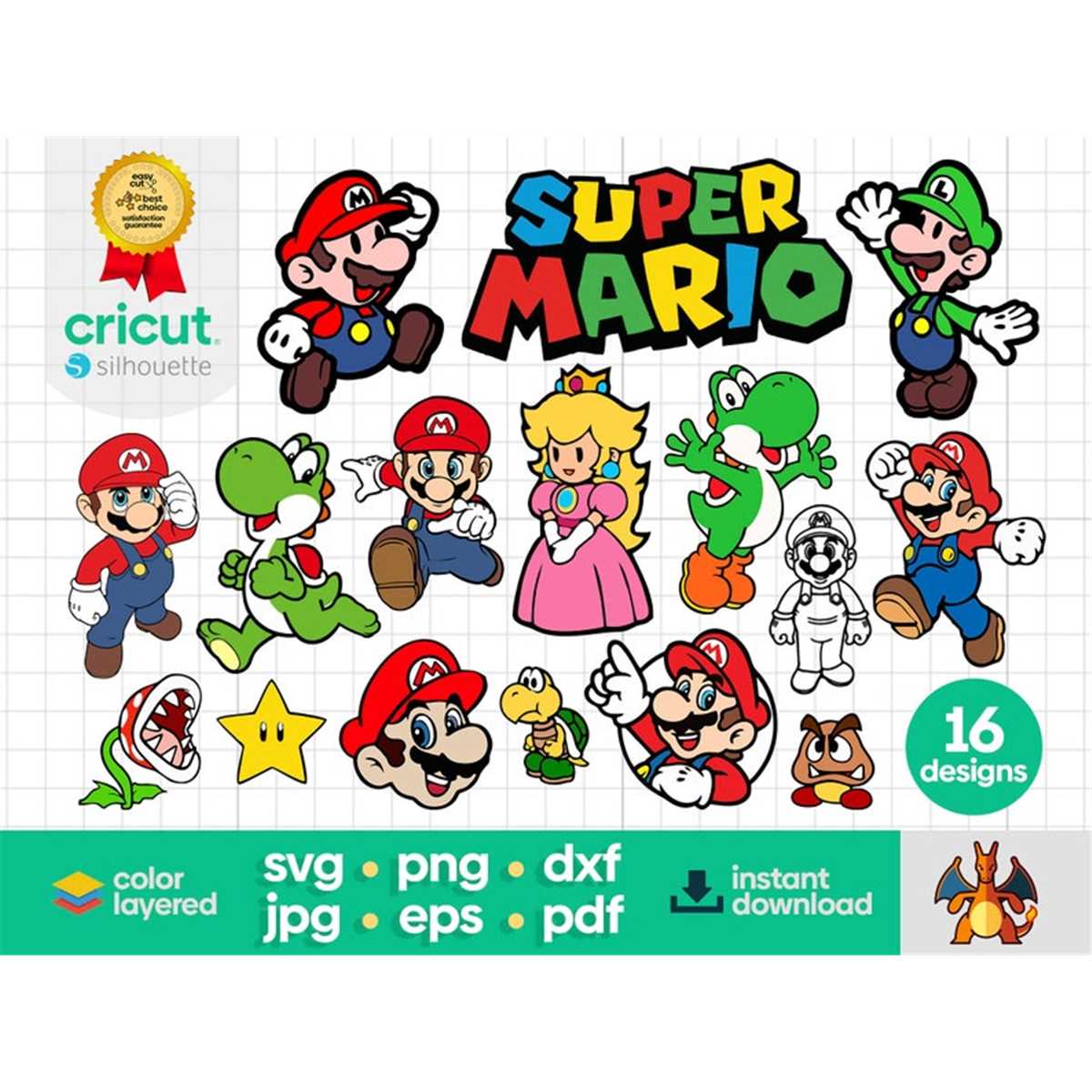 Super Mario 16 SVG Bundle Pack Cricut Cut File Silhouette Ca | Inspire ...
