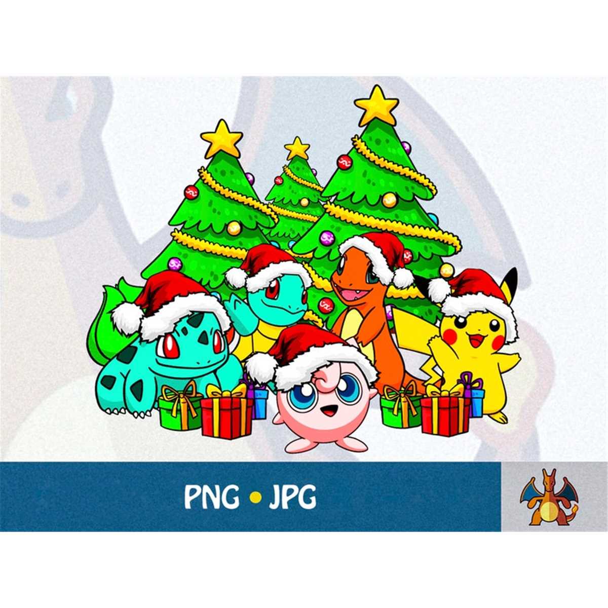 Poke Christmas PNG JPG Pikachu Charmander Bulbasaur Jigglypu | Inspire ...