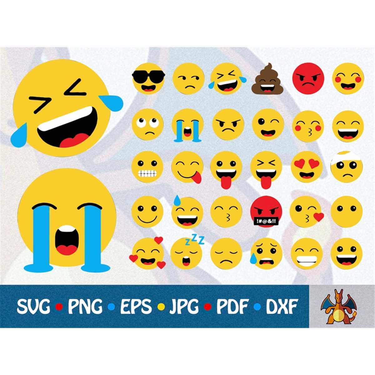 Emoji Bundle SVG png Emoji Collection Smiley Face SVG png Cr - Inspire ...