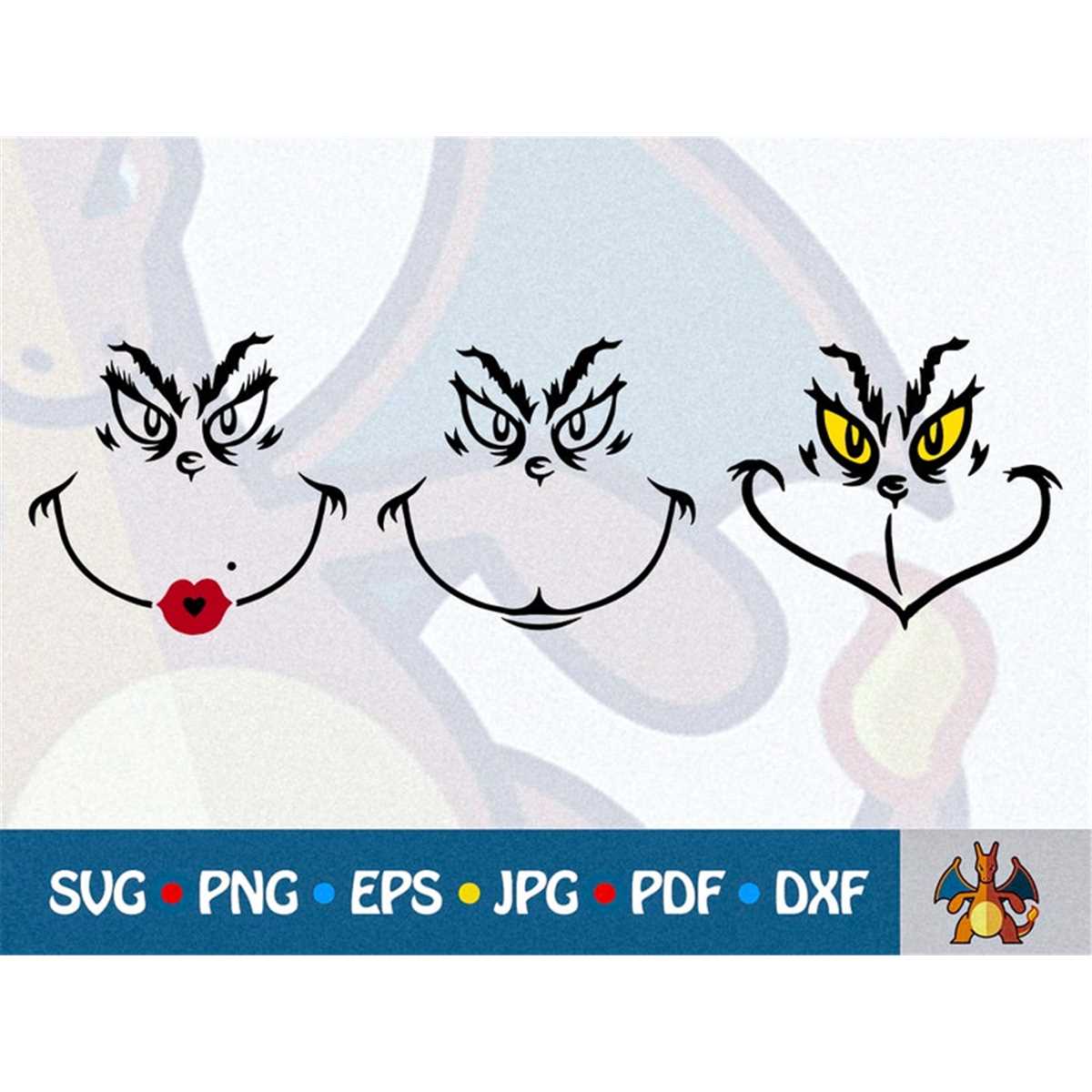 Grinch Face Outline SVG Christmas The Grinch Cut Files Mr. & | Inspire ...