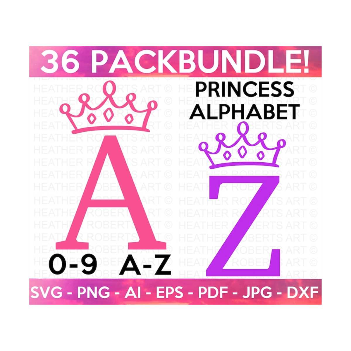 Princess Alphabet and Numbers SVG, Princess Monogram Alphabe | Inspire ...