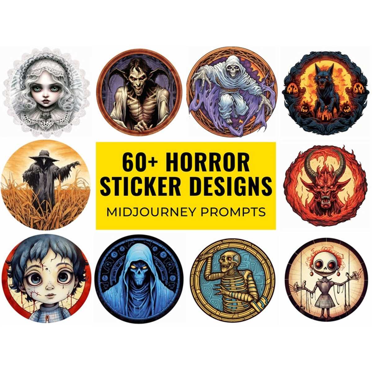 60 Horror Stickers Midjourney Prompts, AI Art, Midjourney Pr | Inspire ...
