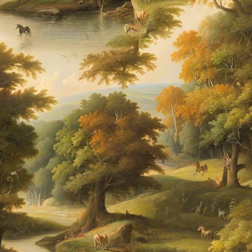 Baroque Nature Scene Tileable Repeating Pattern | Inspire Uplift