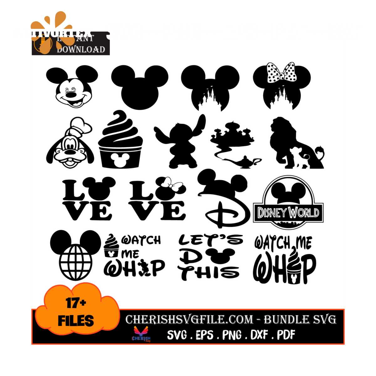 Disney Characters Love Bundle Svg, 17 Files Disney Character | Inspire ...