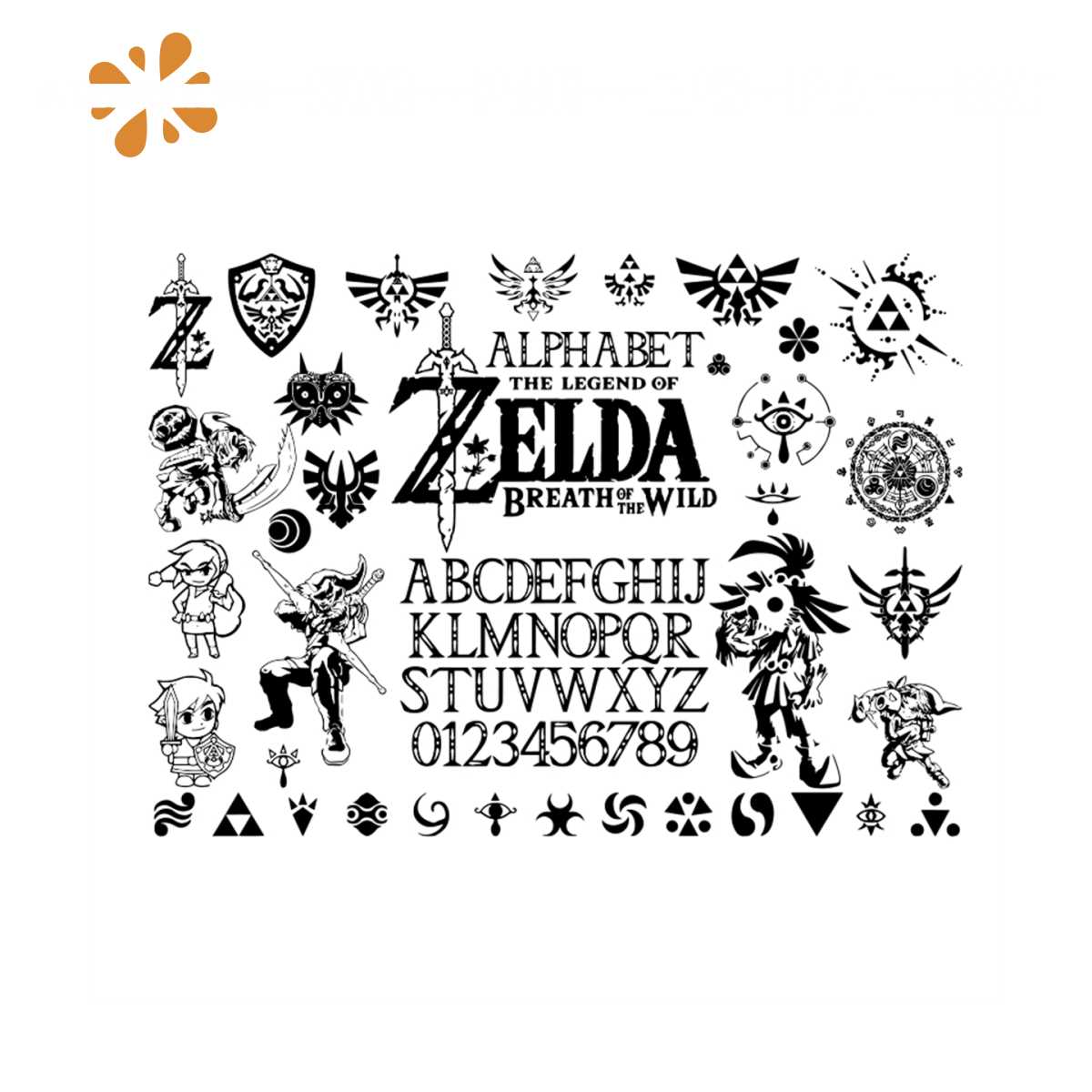 Zelda svg, The Legend of Zelda alphabet clipart, Zelda Chara - Inspire ...