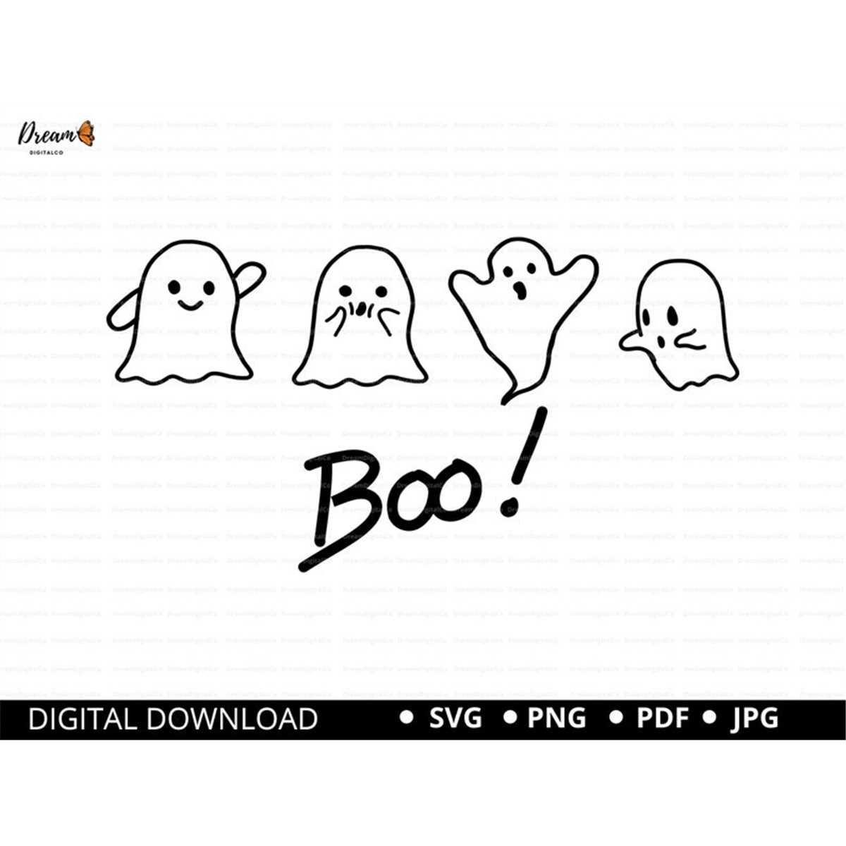 Ghost Svg, Boo svg, Cute Ghost Clipart, Spooky svg, Ghost Bo | Inspire ...