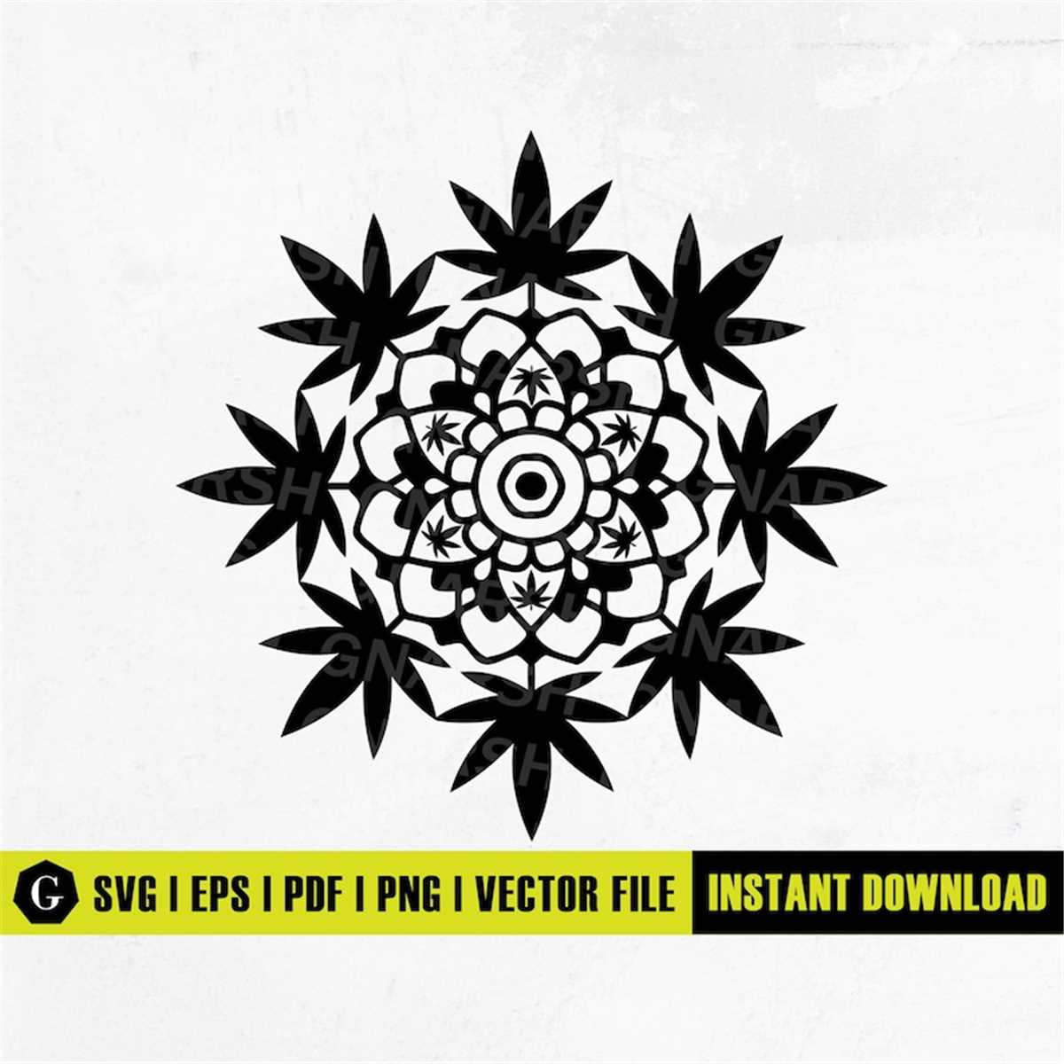 Mandala Cannabis Svg | Weed Leaf Mandala Svg | Mandala Weed | Inspire ...