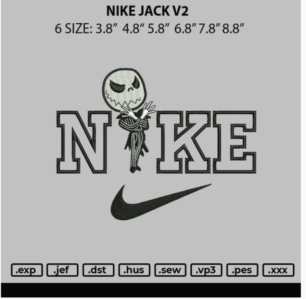 Nike Jack V2 Embroidery File 6 sizes | Inspire Uplift
