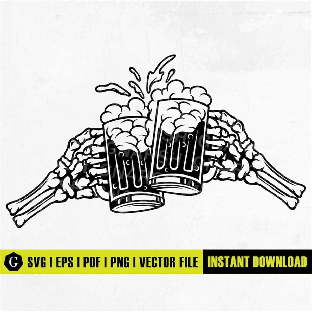 Skeleton Cheers SVG | Toast SVG | Skeleton hand holding a be - Inspire ...