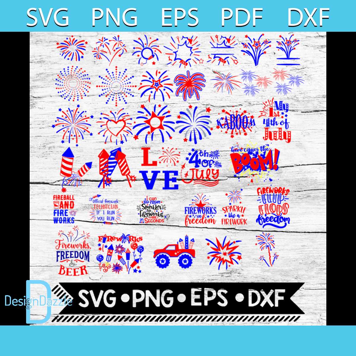 Fireworks SVG, Monogram Quotes, Bundle 4th of July svg, dxf, | Inspire ...