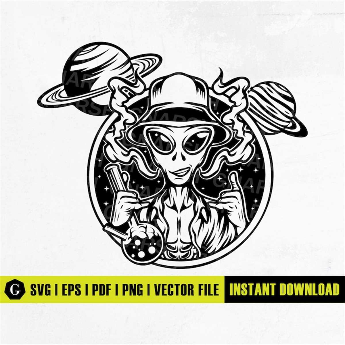 Alien Smoking Weed Svg | Alien Smoking Joint Svg | High as t | Inspire ...