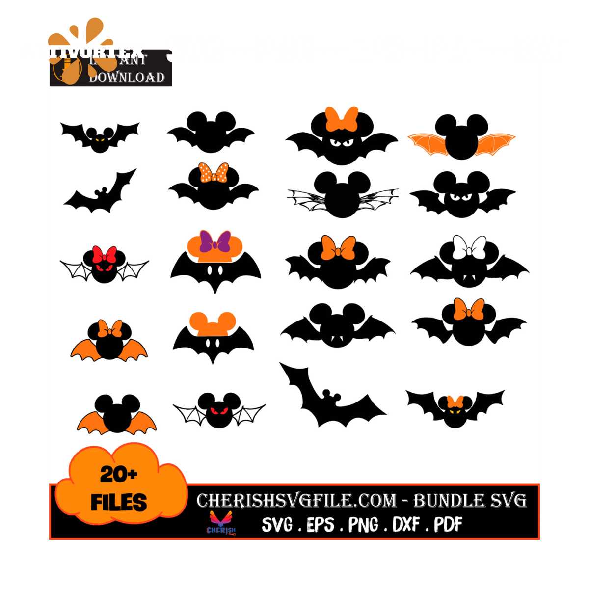 20 Files Of Mickey Mouse Bat Bundle Svg, Halloween Svg | Inspire Uplift