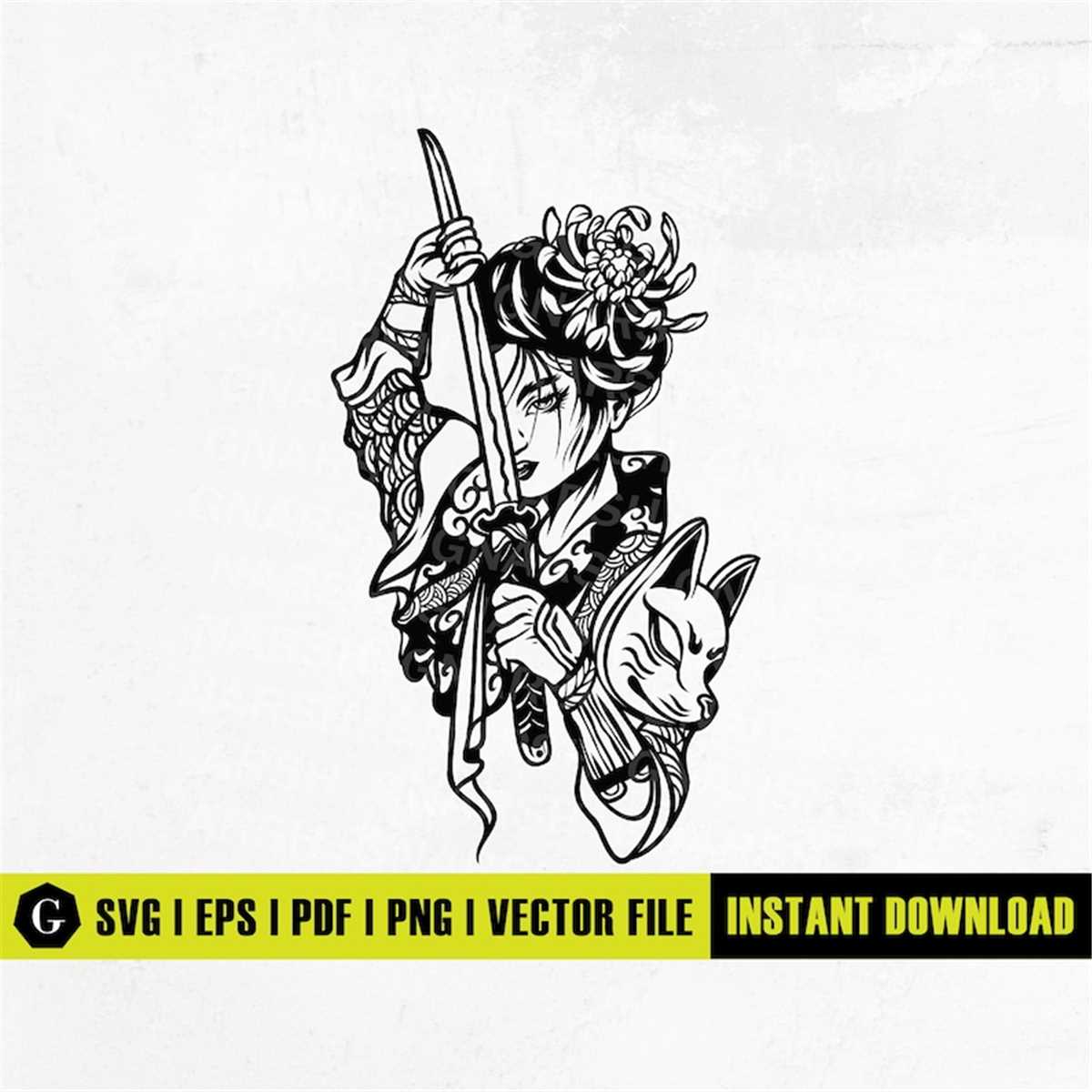 Geisha Girl Svg | Geisha Art | Samurai Girl Svg | Ninja Svg | Inspire ...