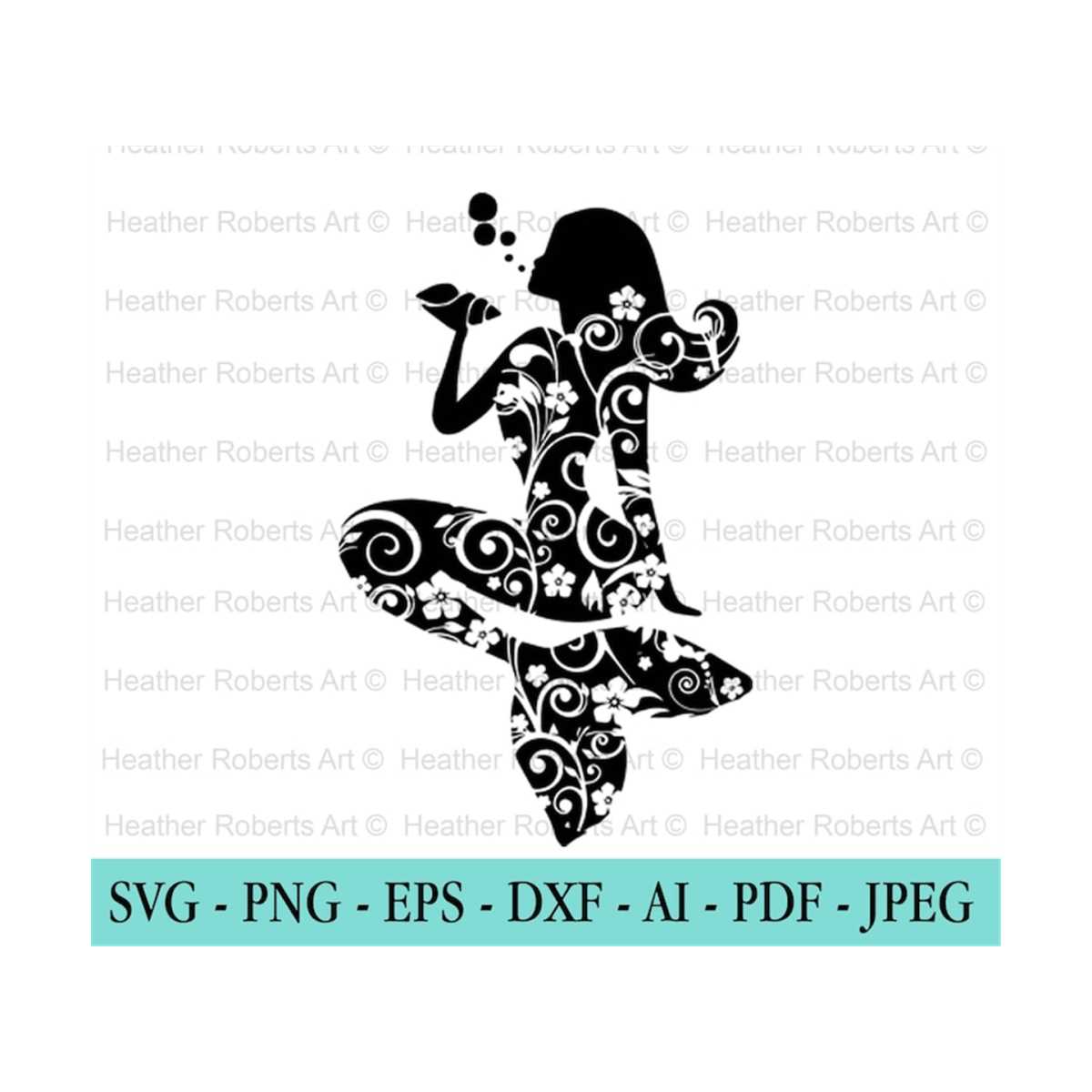 Mermaid SVG, Flourish Mermaid SVG, Shells svg, Ariel, Cute M | Inspire ...