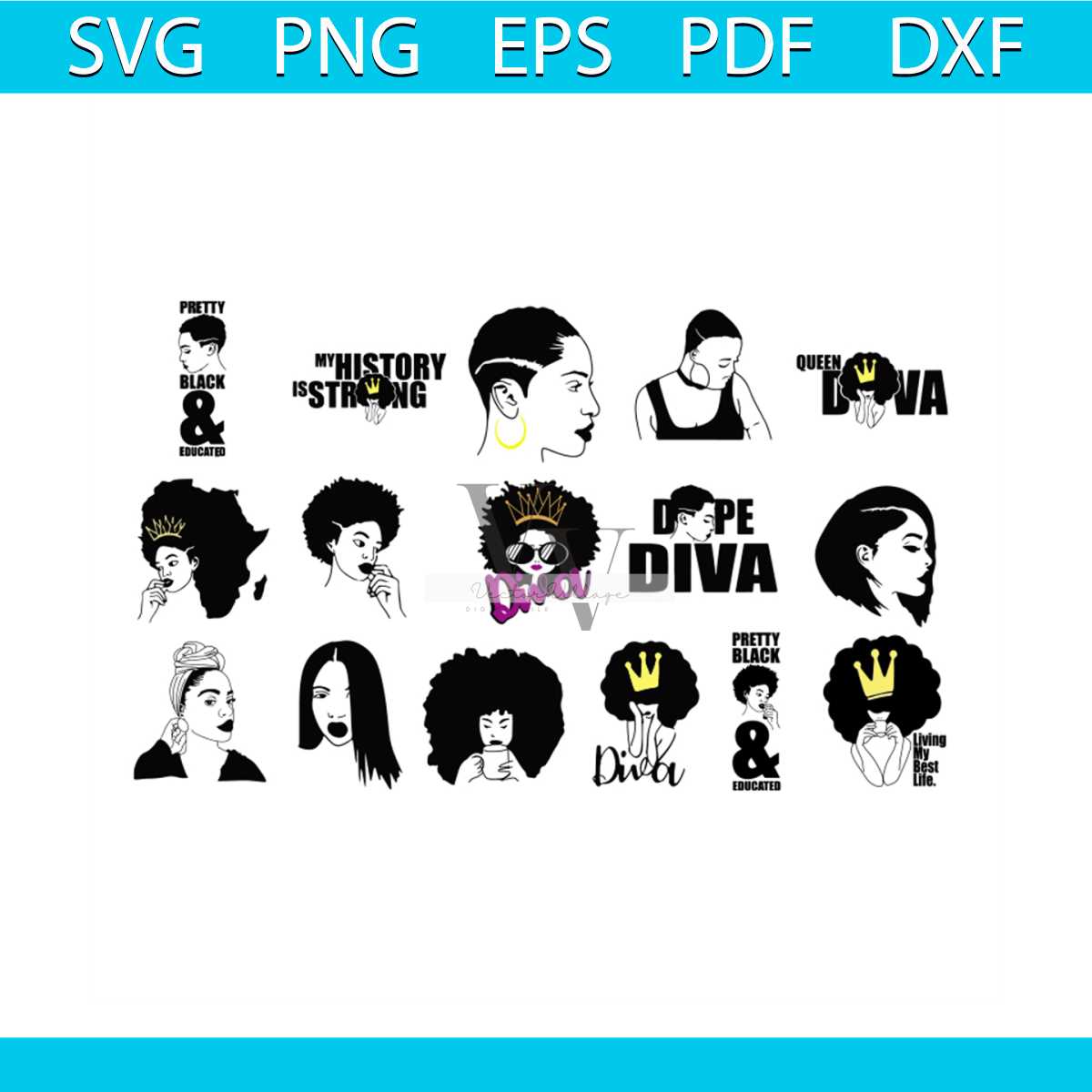 Black Woman Bundle Svg Afro Girl Svg American Woman Queen Inspire