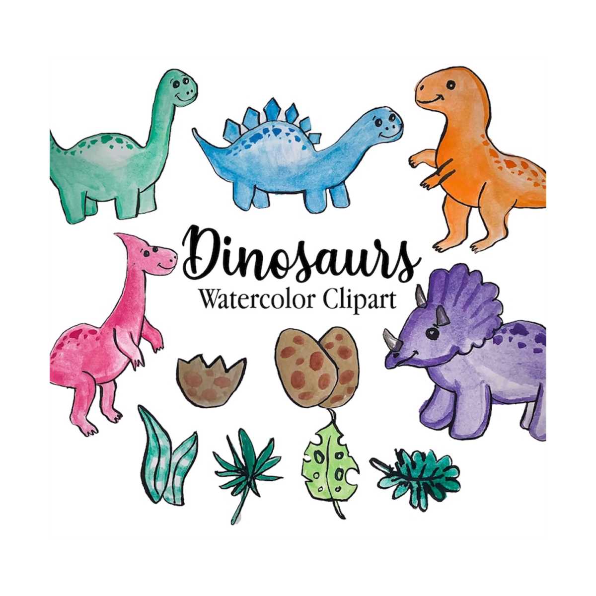 Baby Dinosaur Watercolor Clipart Graphics, Dino Clip Art, T | Inspire ...
