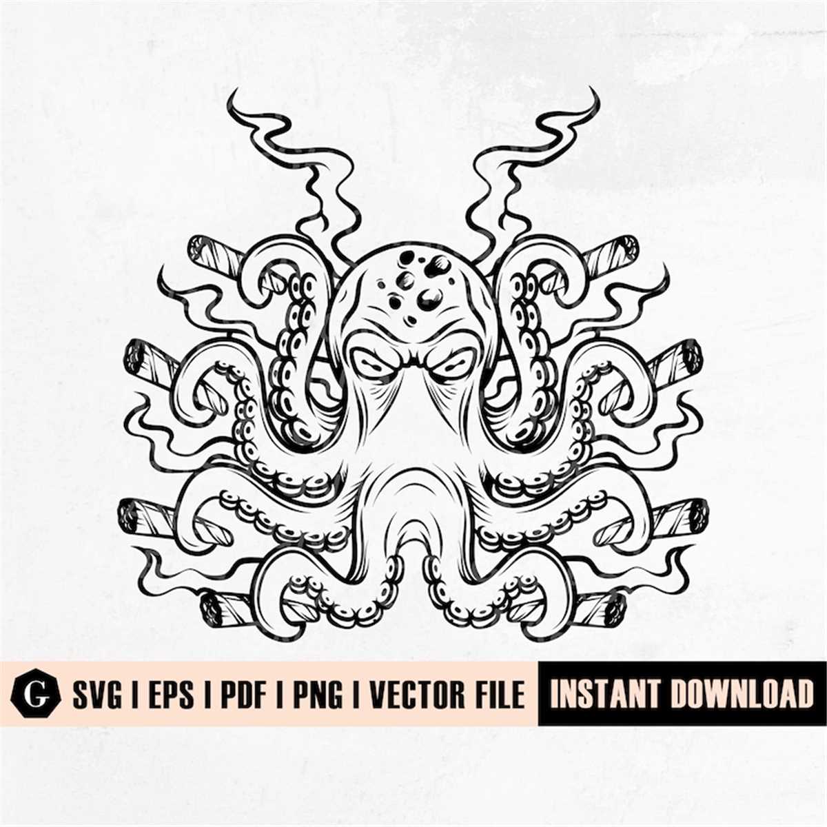 Smoking Kraken SVG | Tentacles SVG | Pirate Ship Svg | Ocean | Inspire ...