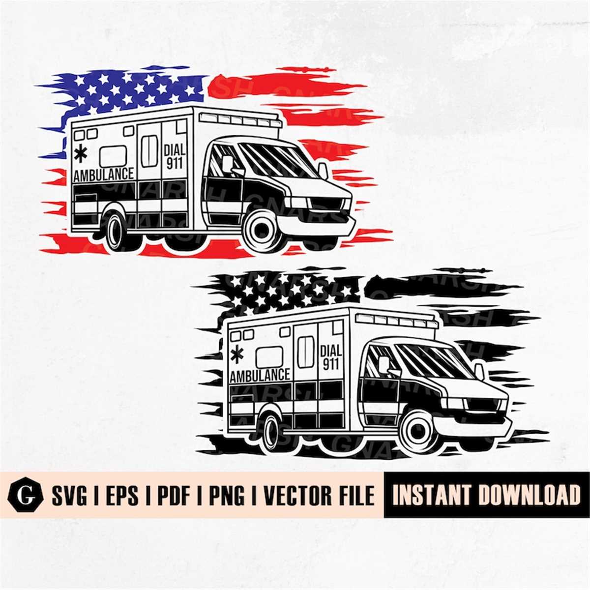 US Ambulance Clipart Svg File | Rescue Svg | Rescue Truck Sv - Inspire ...