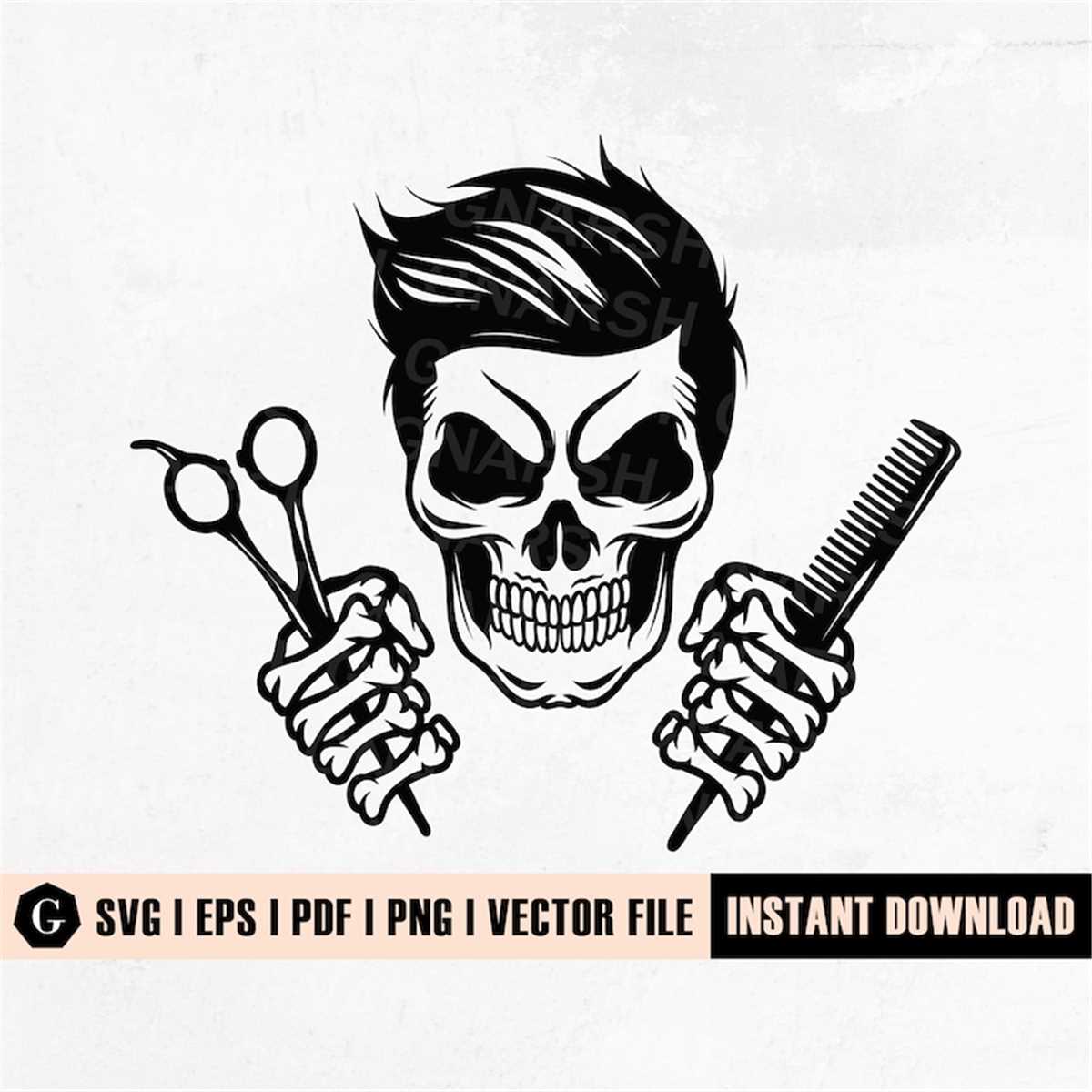 Barber Skull Svg | US Barber Svg | Barber Shirt | Barber Cli | Inspire ...