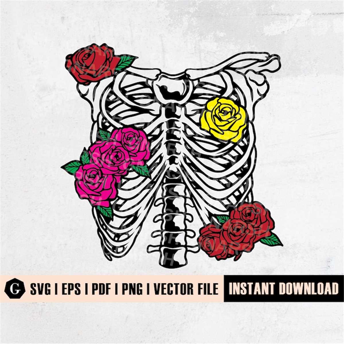 Rib Cage Floral SVG | Ribcage Flowers svg file | Skeleton Fl | Inspire ...