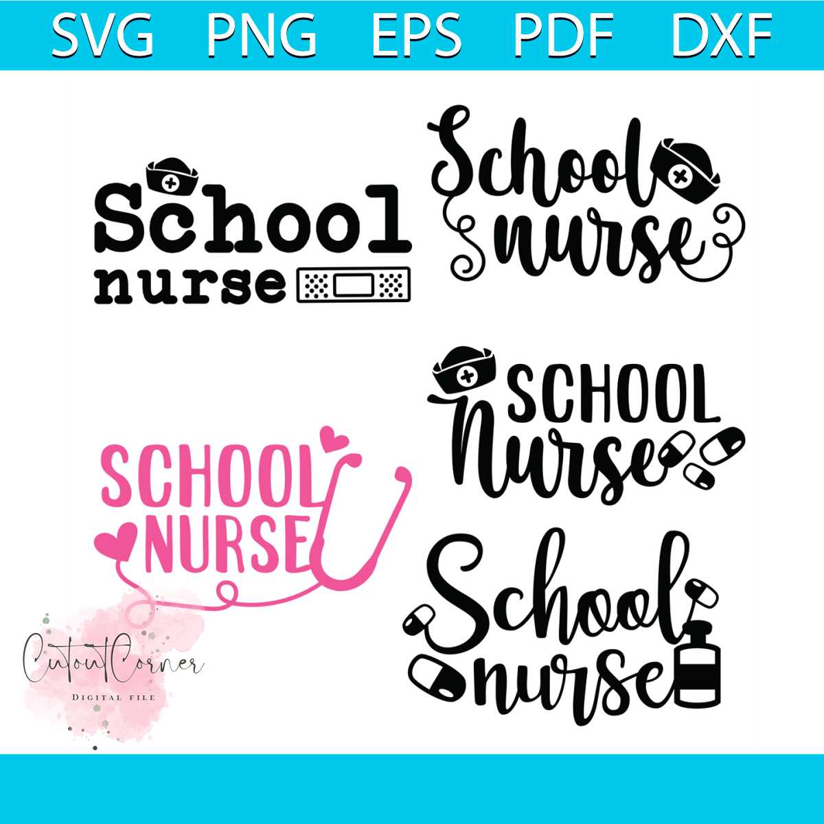 School Nurse Bundle Svg, Nurse Svg, Nurse Hat Svg, Stethosco | Inspire ...