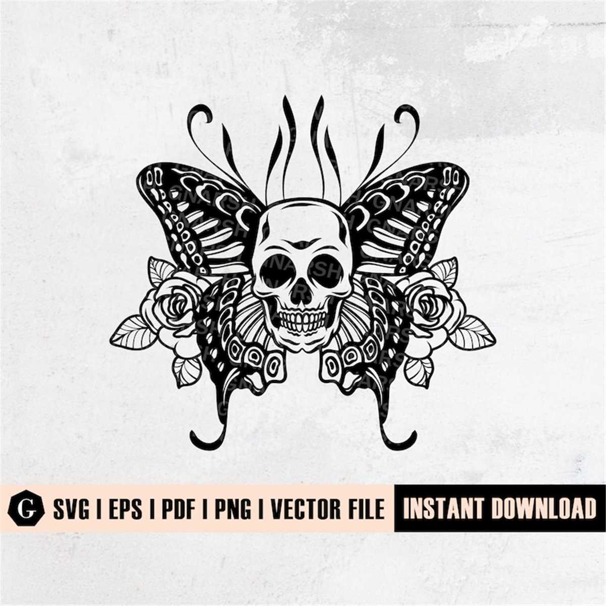 Death Moth Svg File | Death Head Moth Svg | Skull Butterfly | Inspire ...