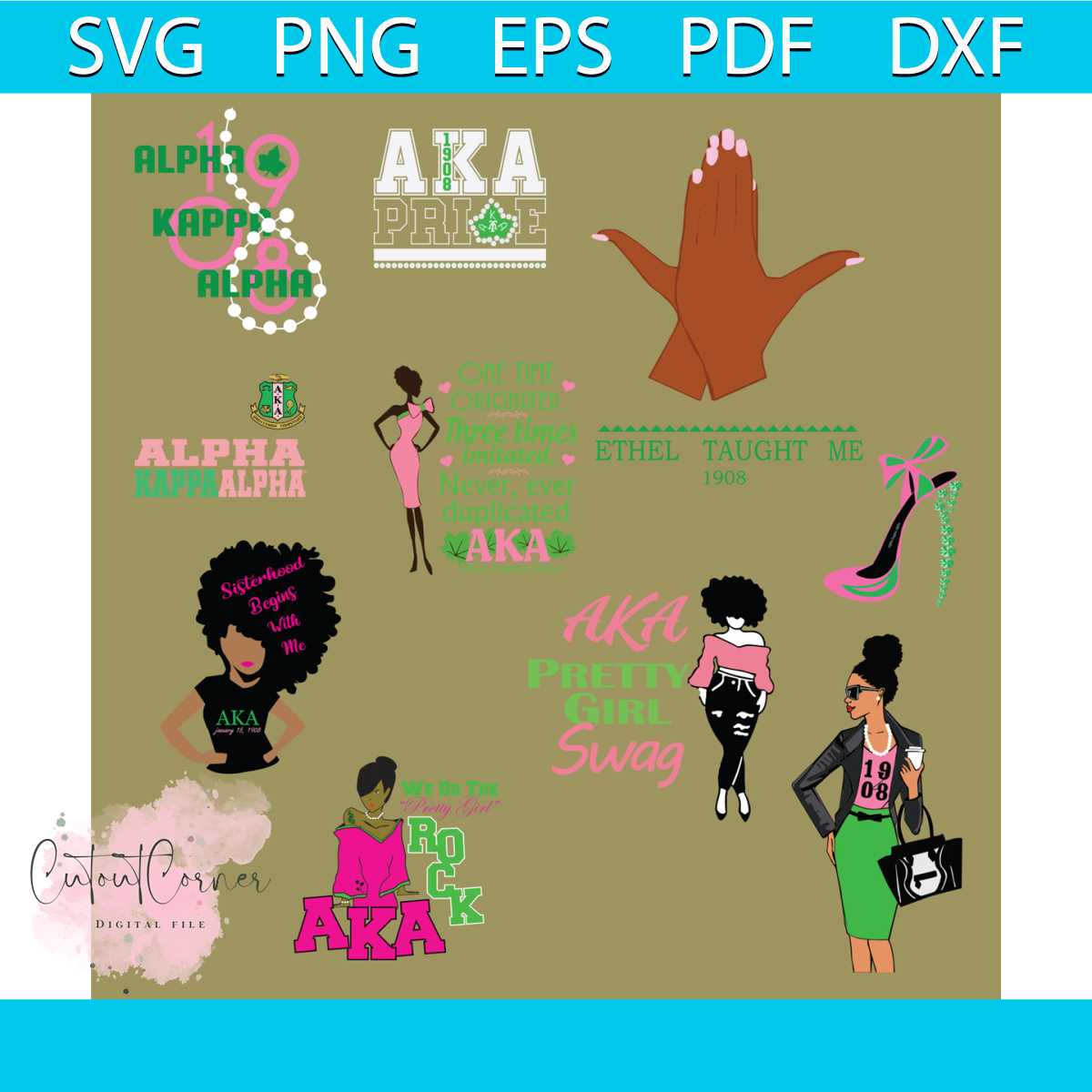 Alpha Kappa Alpha 1908 Bundle Svg, Sorority Svg, Alpha Kappa | Inspire ...