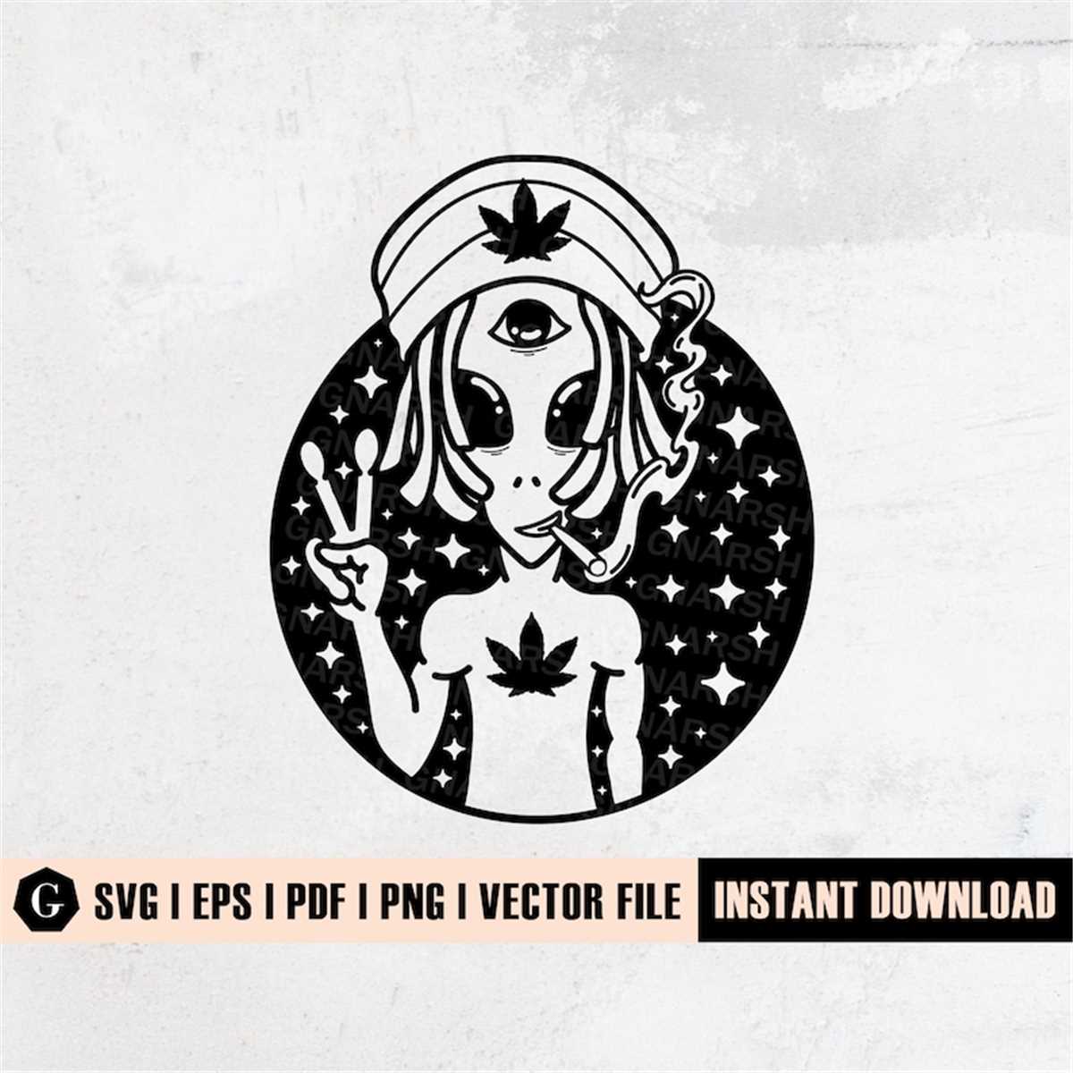 Alien Smoking Weed Svg | Alien Smoking Joint Svg | High as t - Inspire ...