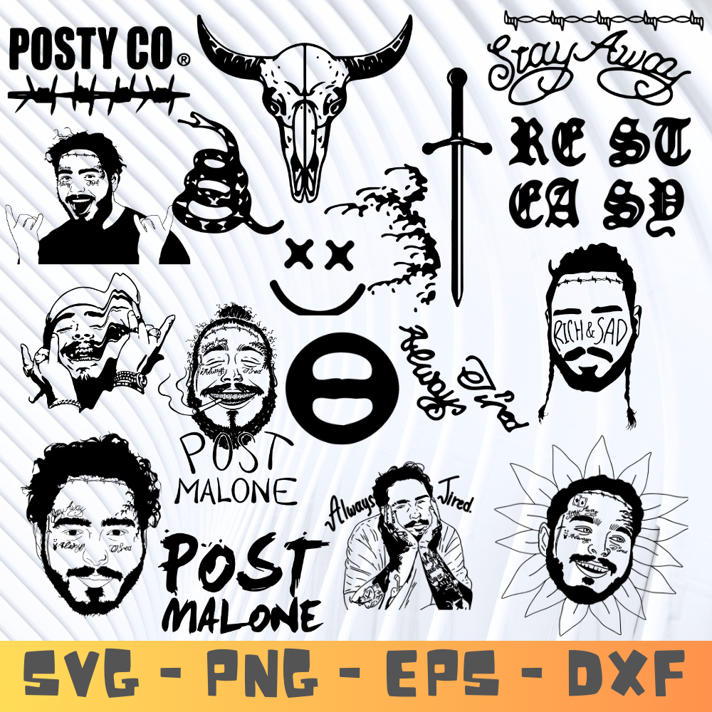 Post Malone Bundle SVG ,Post Malone Character, Post Malone s - Inspire ...