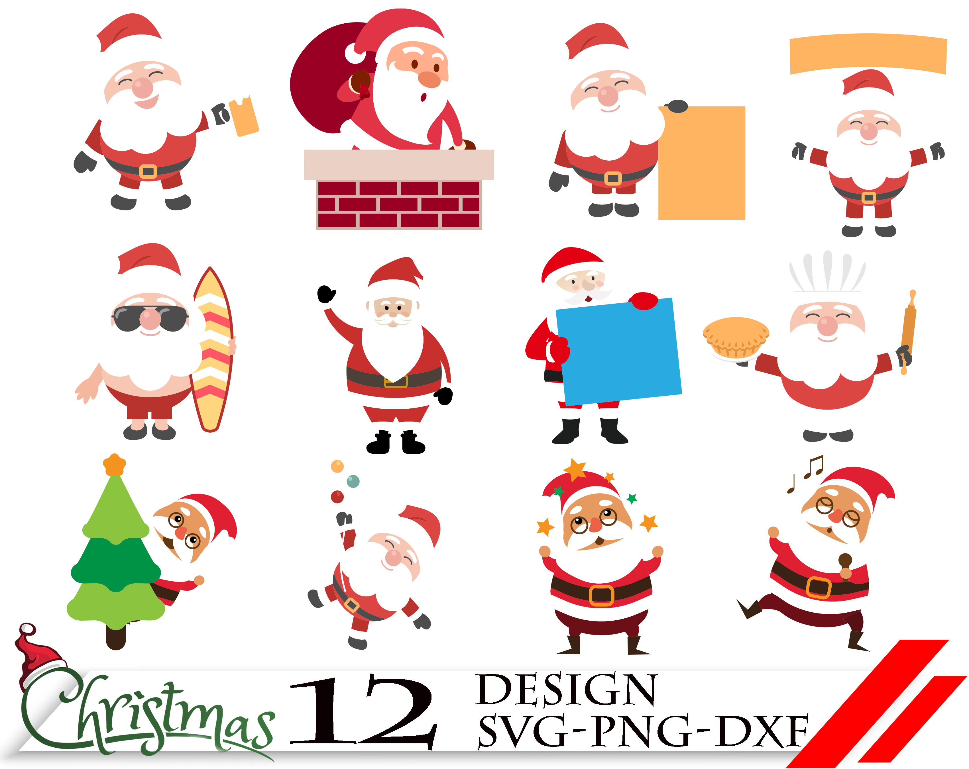 Santa Claus Christmas SVG, Bundle Christmas SVG PNG, DXF, PD | Inspire ...