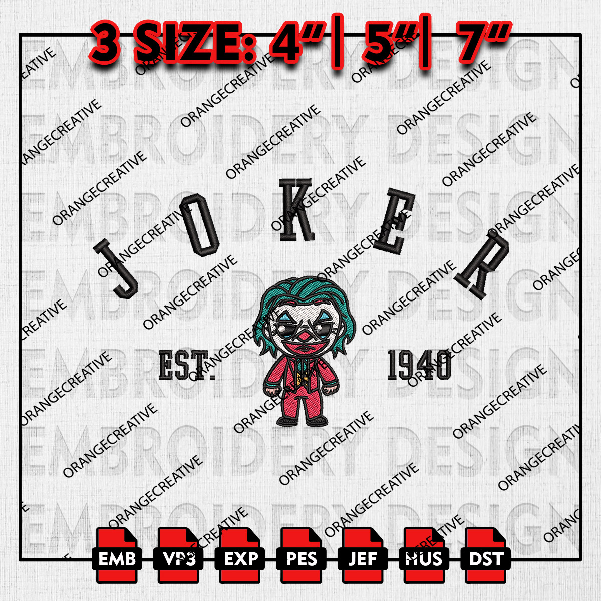 Chibi Joker Est Embroidery files, DC Movie Embroidery Design | Inspire ...