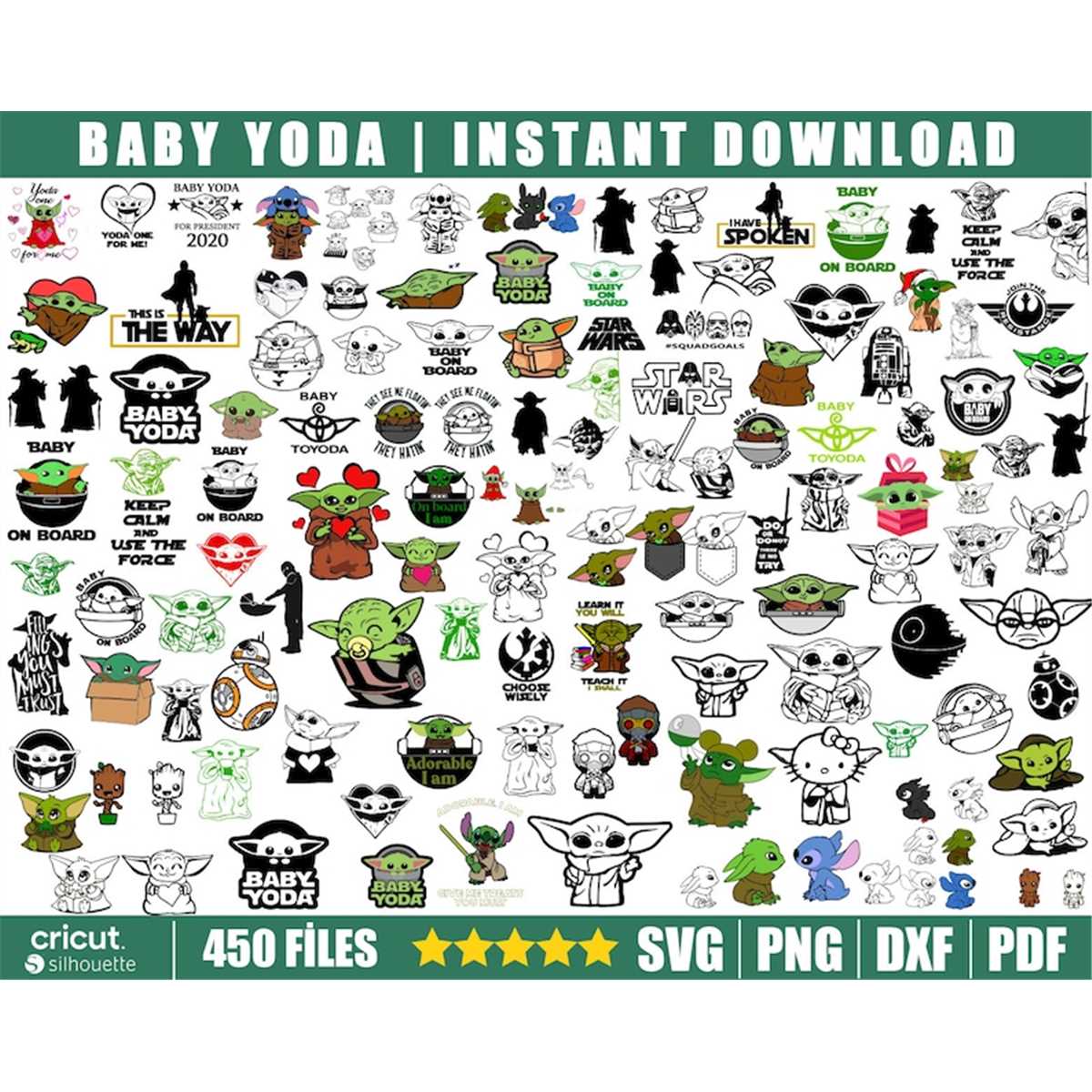 Baby Yoda Svg, Grogu svg for cricut, Baby Yoda Clipart, Baby | Inspire ...