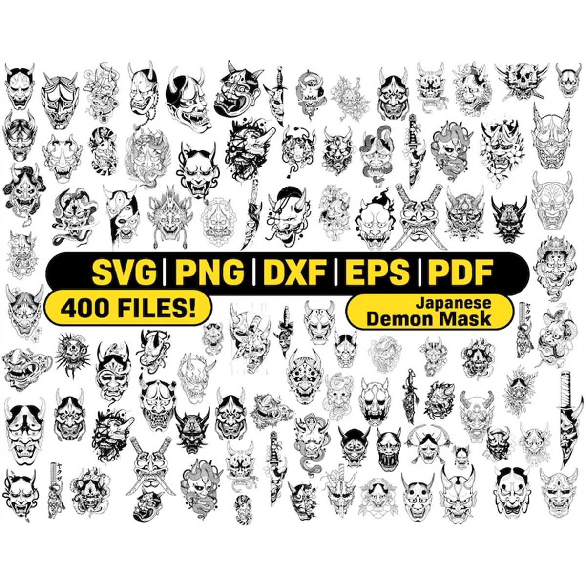 japanese mask svg bundle, oni demon mask svg, Oni Demon Kabu - Inspire ...