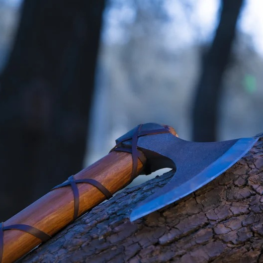 Leather Wrapped Bearded Viking Axe with Leather Sheath High- - Inspire ...