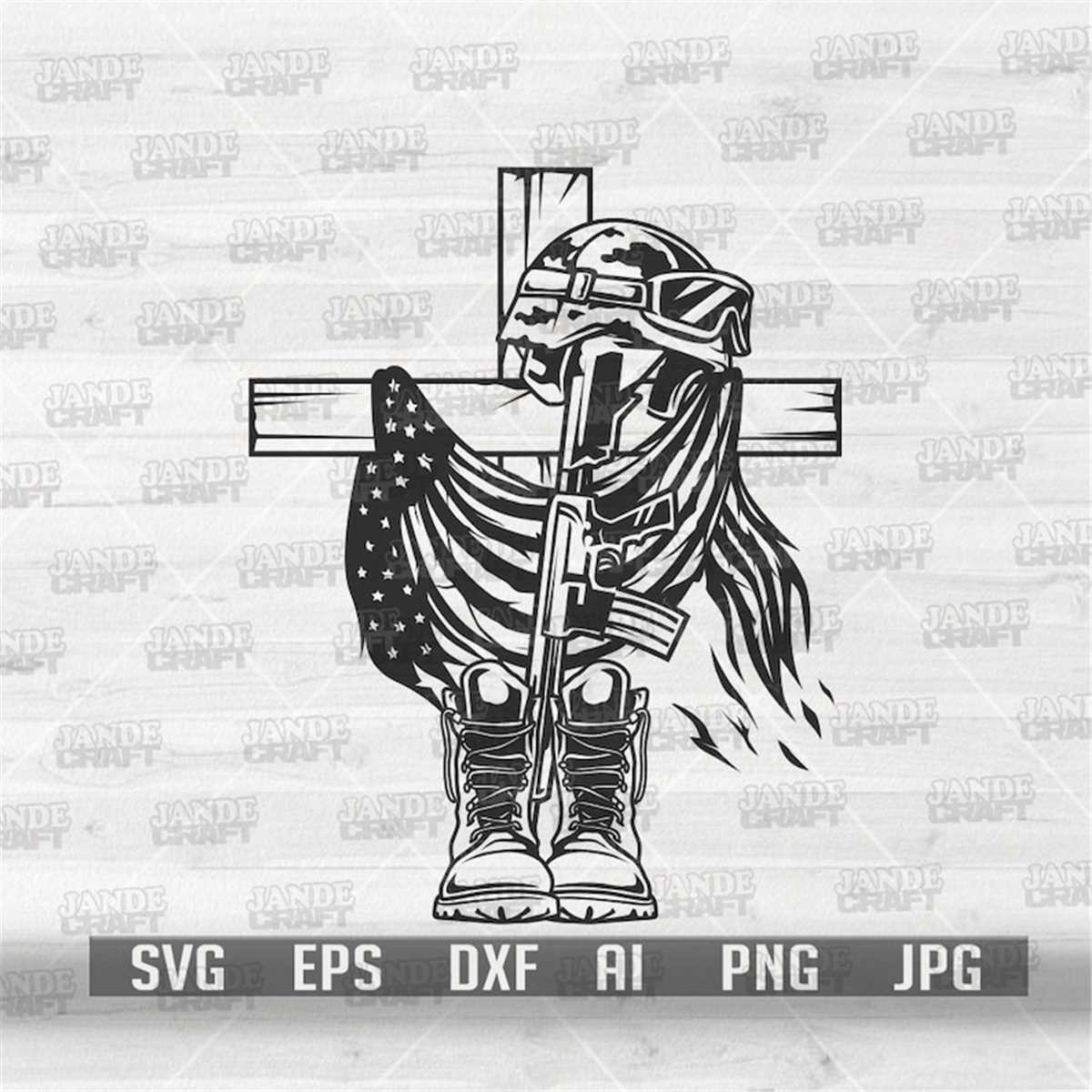 USA Veteran Memorial Cross svg | Military Combat Gear Clipar - Inspire ...