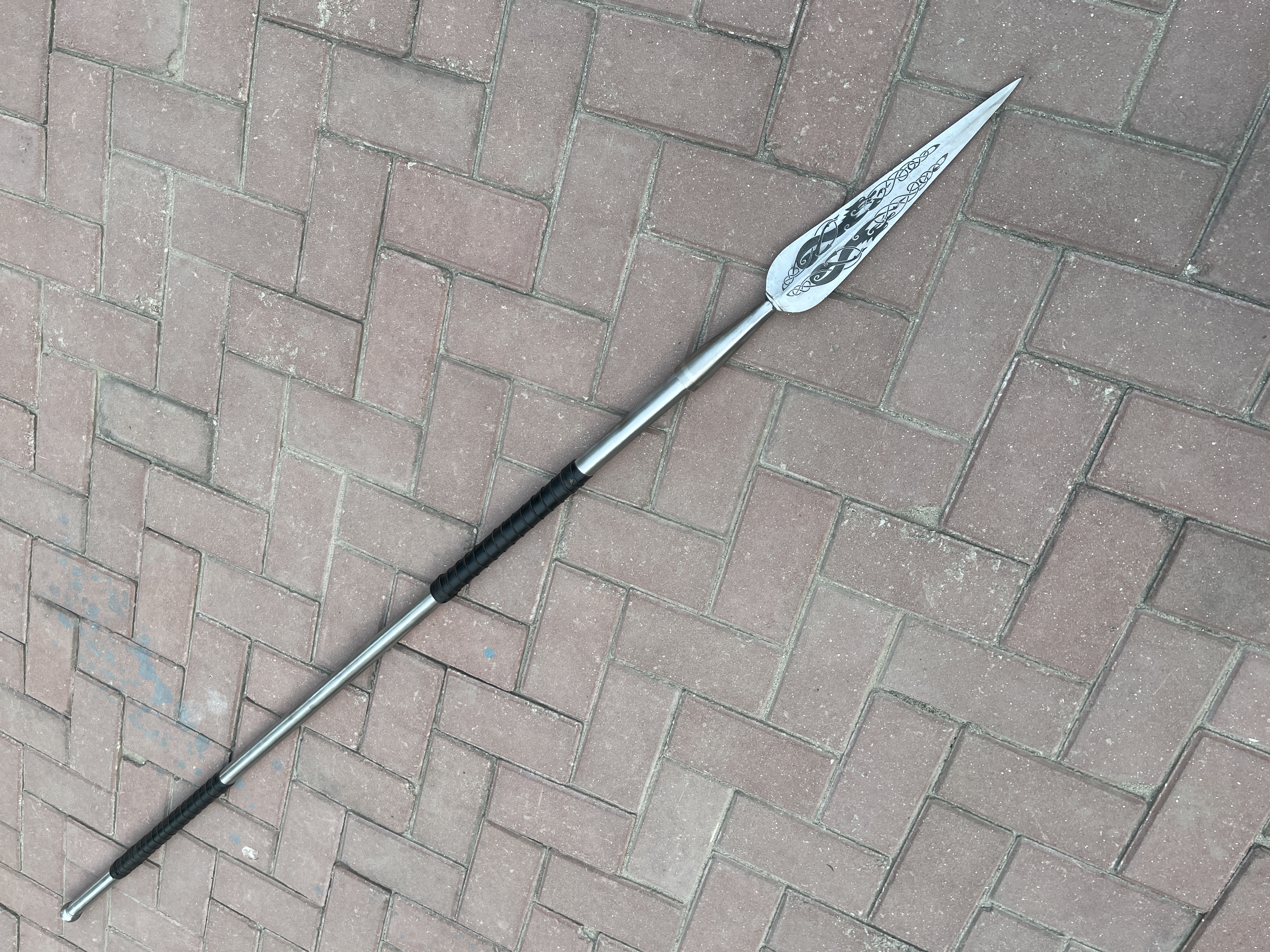 Handmade Viking Double edged spear with beautiful etching at | Inspire ...