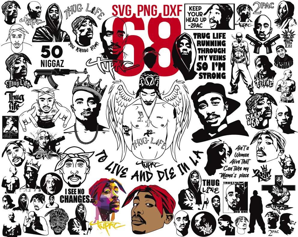 Tupac Shakur PNG SVG, Tupac svg, Tupac SVG, Hip Hop svg, Bla - Inspire ...