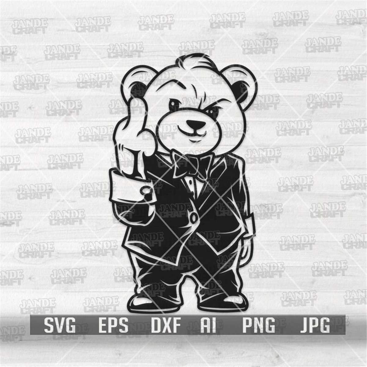 Teddy Bear Middle Finger svg | Formal Mascot Bear Clipart | - Inspire ...